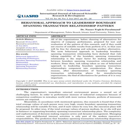 Behavioral Approach to Leadership Boundary Spanning Transaction ...