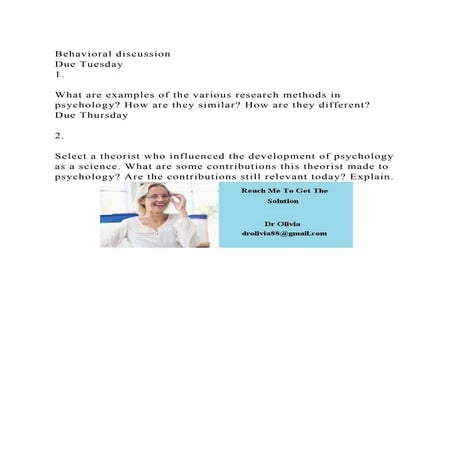 Behavioral discussion Due Tuesday1.What are examples of the .docx