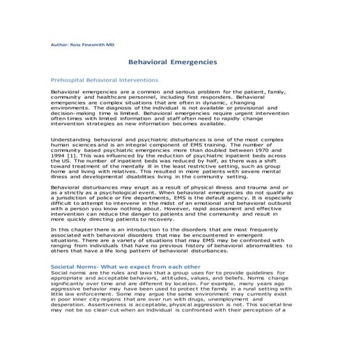 Behavioral Medical Emergencies | DOCX