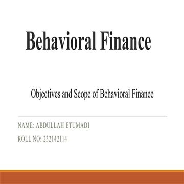 behavioral finance intro | PPTX