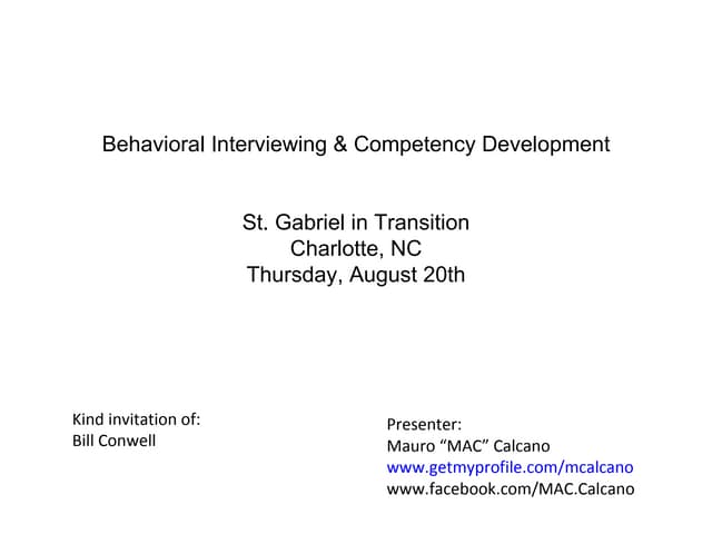 Behavioural Event Interview | PPT