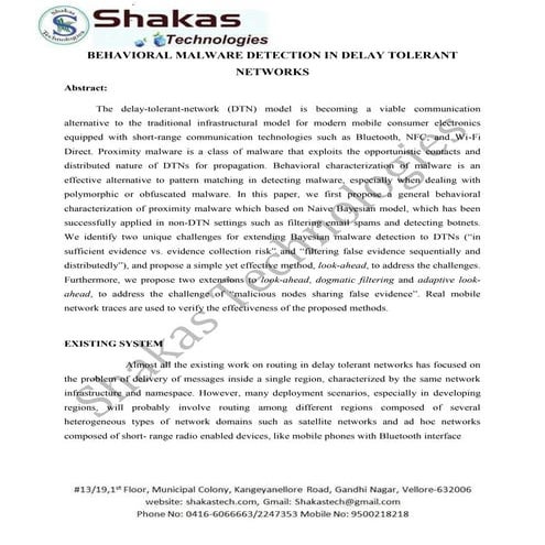 Behavioral malware detection in delay tolerant networks | PDF