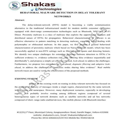 Behavioral Malware Detection In Delay Tolerant Networks Pdf Computer Networking Computing