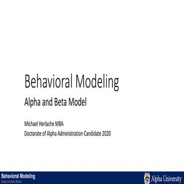 Behavioral Modeling - Alpha and Beta Model | PDF | Technology & Computing