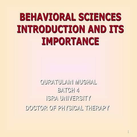 Behavioral sciences | PPT