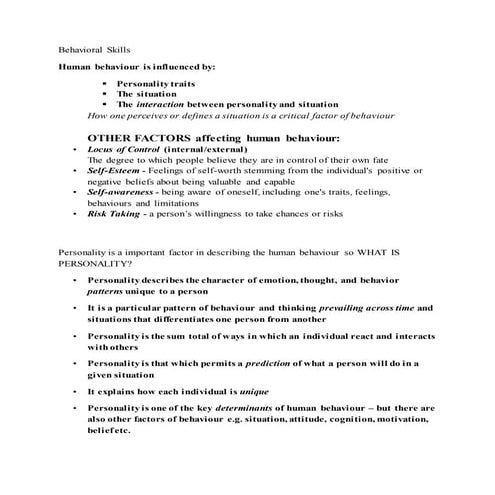 Behavioral skills | DOCX