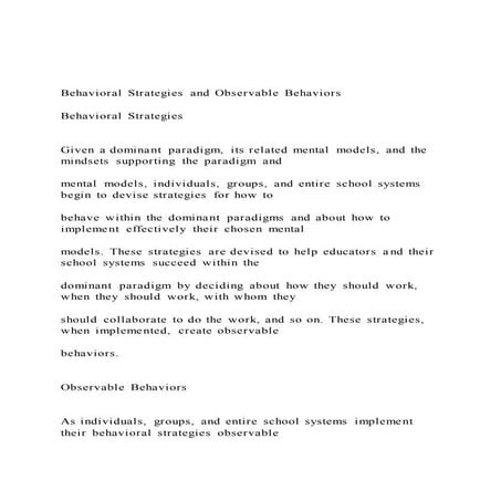 Behavioral Strategies and Observable Behaviors Behavioral | DOCX ...
