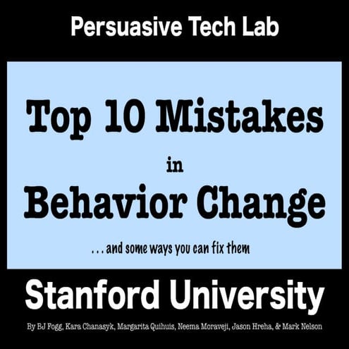Top 10 Mistakes in Behavior Change | PDF