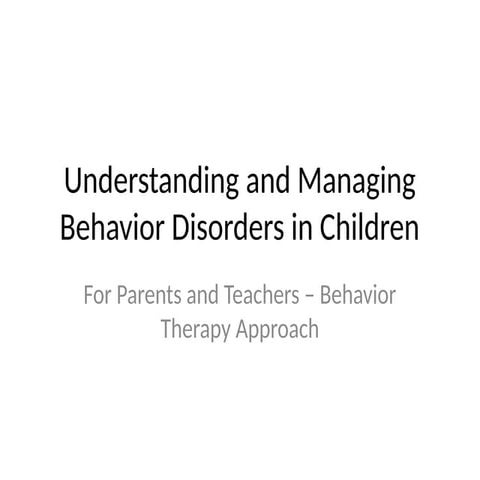Comprehensive Guide to Understanding and Managing Behavior Disorders in ...