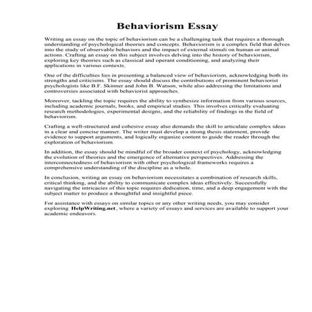 Behaviorism Essay | PDF