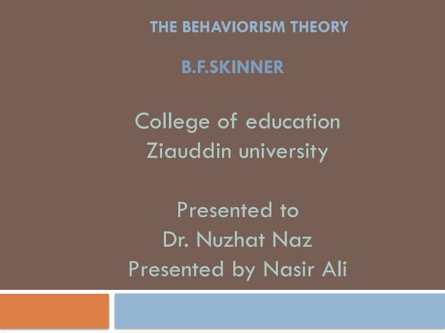 B.f.skinner behaviorist theory | PPTX