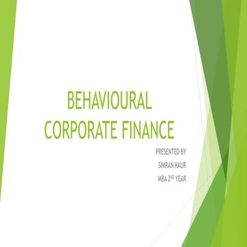 Behavioural corporate finance | PPTX