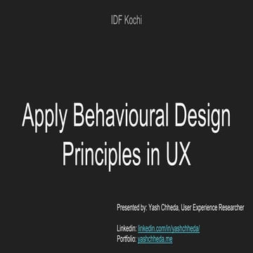 Behavioural Design in UX - Yash Chheda (UX Researcher) | PPTX ...