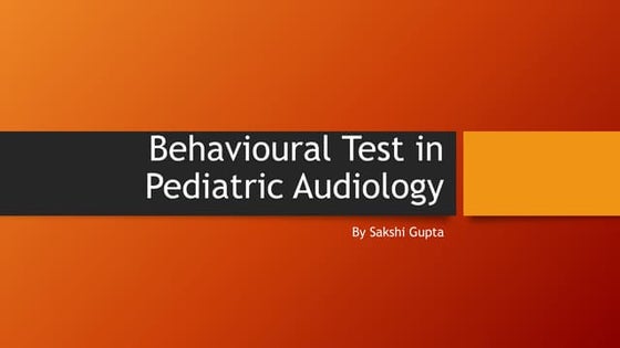 Speech audiometry & masking | PPT