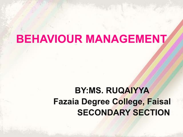 Behaviour management workshop | PDF