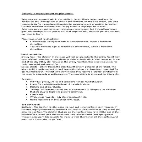 Behaviour management on placement | DOCX