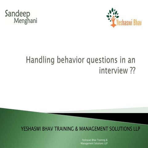 Handling Behaviour questions | PPT