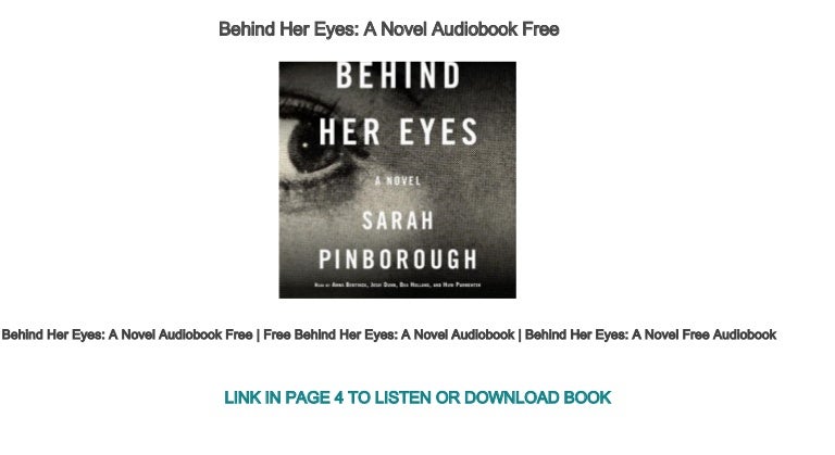 Behind Her Eyes A Novel Audiobook Free