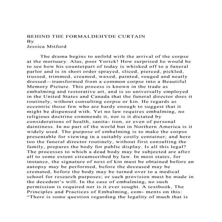 BEHIND THE FORMALDEHYDE CURTAINByJessica MitfordThe dra.docx