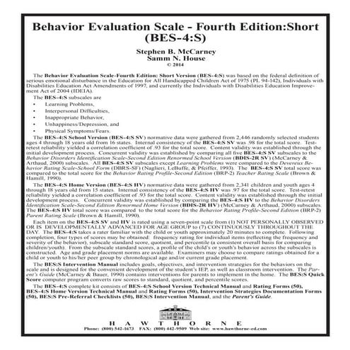 Behavior Evaluation Scale _ Fourth Edition | PDF