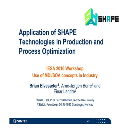 Application of SHAPE Technologies in Production and Process Optimization | PDF