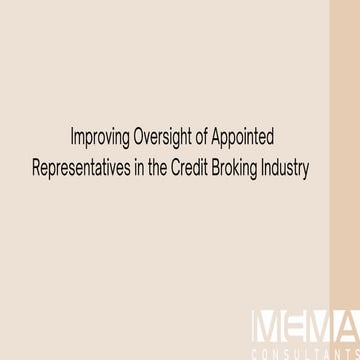 Enhancing Oversight of Appointed Representatives in Credit Broking ...