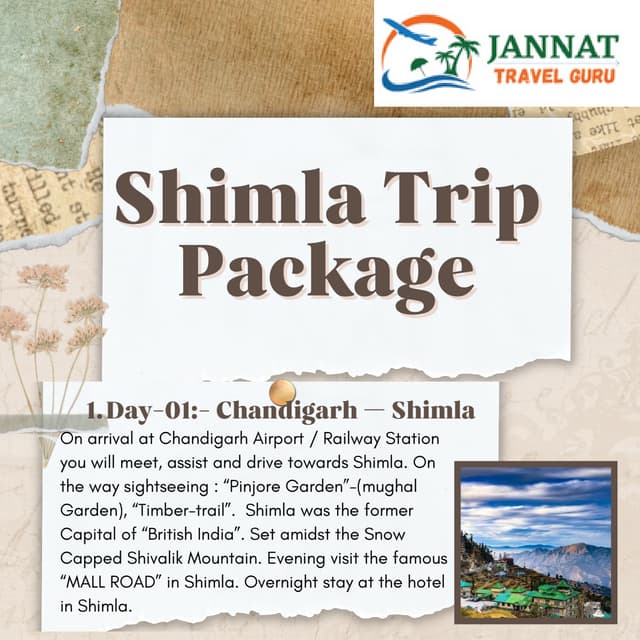 Shimla Trip Package | PDF | Asia Travel | Travel Locations