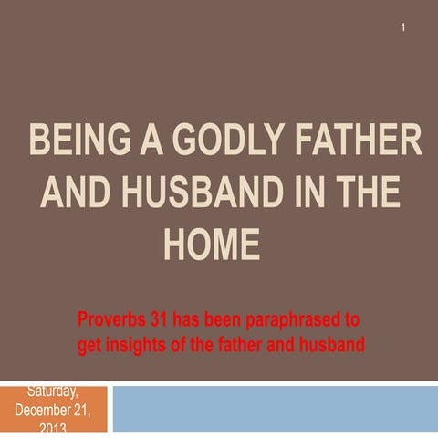 Being a godly father and husband in the home | PPTX | Christianity ...
