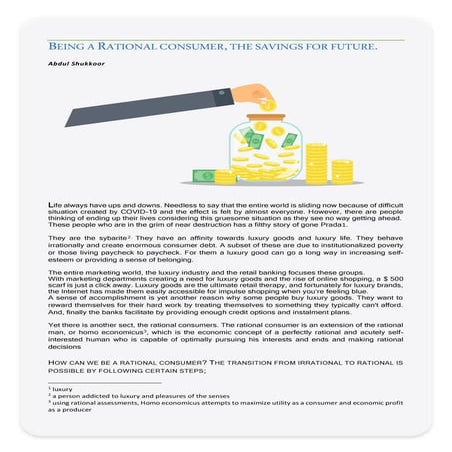 Being a rational consumer, the savings for future. | PDF