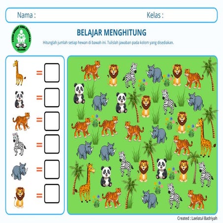 Belajar Menghitung Lembar Kerja Biru Ilustratif Pdf