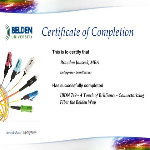 Belden university ibdn 749 - a touch of brilliance - connectorizing ...