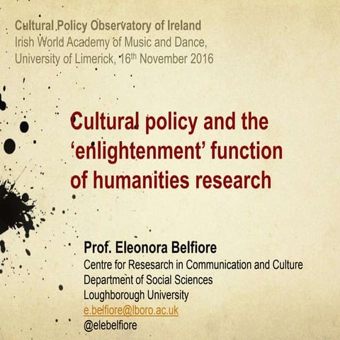 Cultural Policy and the 'englightenment' function of humanities ...