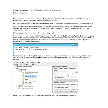 Group Policy Logon Script ile Paylaşım Klasörü Maplemek | PDF
