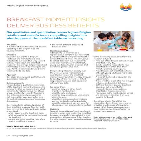 Breakfast Moment Insights Deliver Business Benefits | PDF