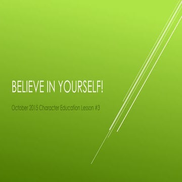 Believe in yourself! lesson #3 | PPT