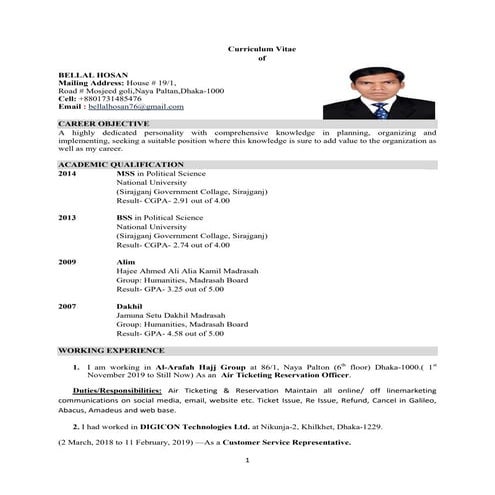 Bellal cv pdb (digicon+hajj) | PDF