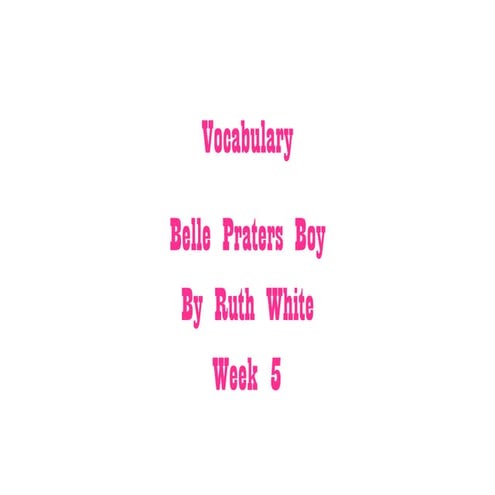 Belle Prater's Boy Week 5 | PDF