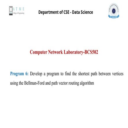 Computer Networks Lab Program Bellman Fordpptx Computer Networking Computing