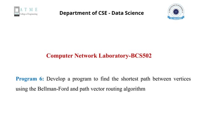 Computer Networks Lab Program Bellman Fordpptx Computer Networking Computing