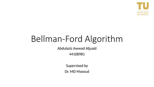 Algorithms Analysis: Bellman-Ford Algorithm | PPTX Algorithms Analysis: Bellman-Ford Algorithm | PPTX