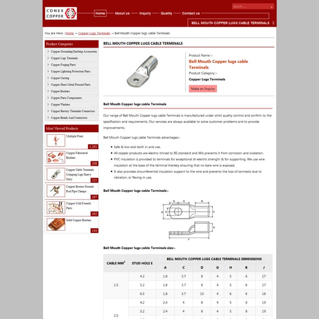 Bell mouth copper lugs cable terminals | PDF