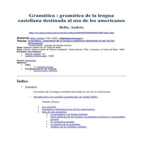 Bello, gramatica castellana | PDF