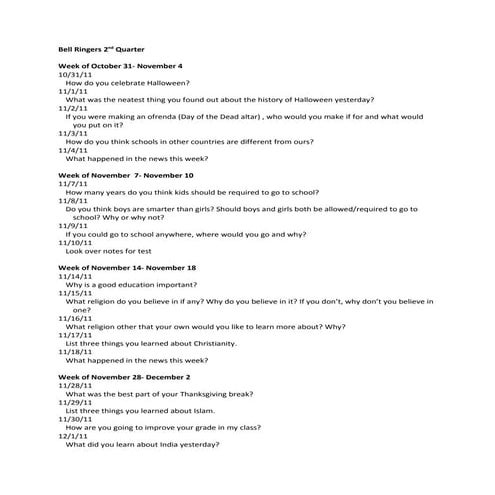 Bell ringers 2nd quarter | DOC