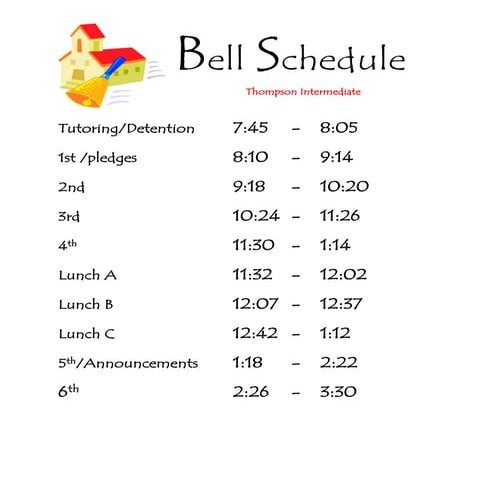 Bell schedule 2013 2014 | PDF