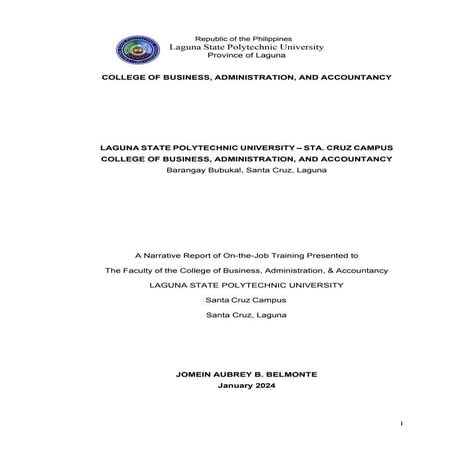 Front page of narrative sa guidance | DOCX