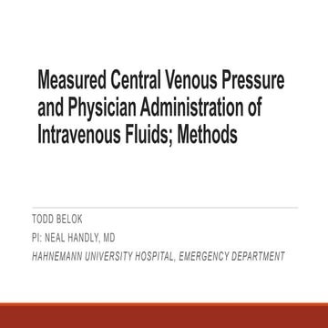 Methods: Central Venous Pressure and Physician administration of ...