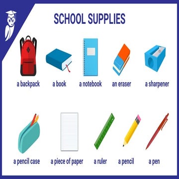 Belongings to memorize in English class. | PPT