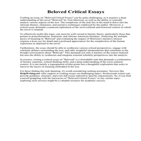 Beloved Critical Essays | PDF