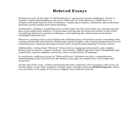 Beloved Essays. Concordia College-Moorhead | PDF