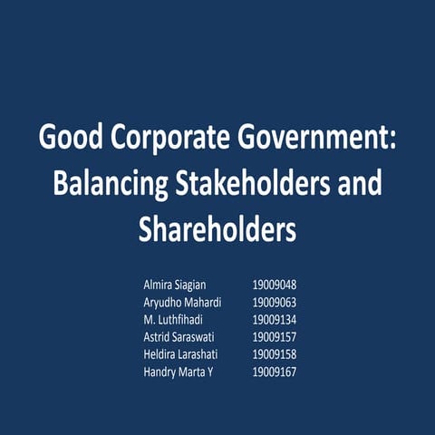 Balancing Stakeholders and Shareholders | PPTX